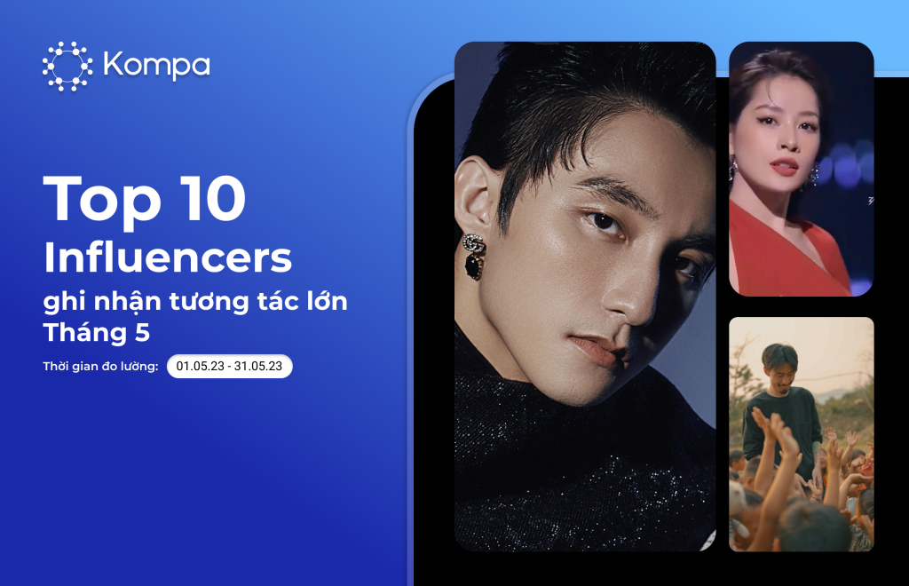 Top 10 influencers ghi nhận tương tác nhiều nhất trong tháng 5 - KOMPA